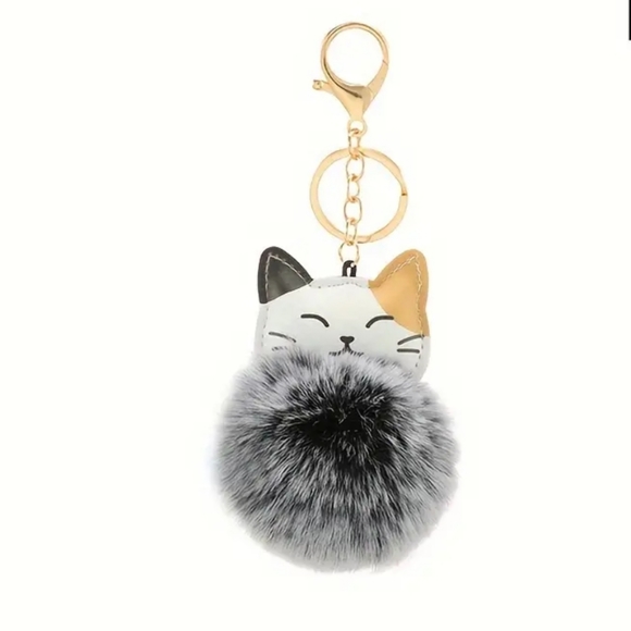 SHEIN | Accessories | New Calico Cat Pom Pom Faux Leather Key Chainbag ...